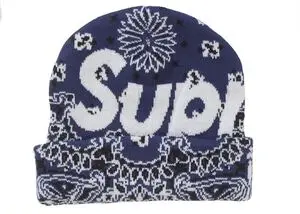 Supreme Bandana Big Logo Beanie - Blue