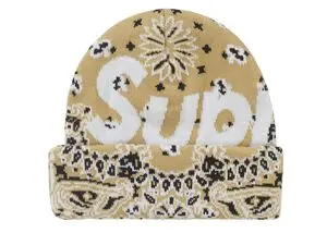 Supreme Bandana Big Logo Beanie - Beige