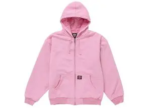 Supreme Dickies Quilted Lined Zip Up Hooded Sweatshirt - Pink