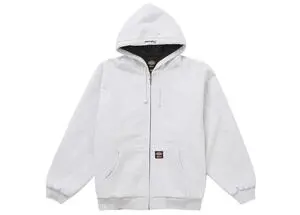 Supreme Dickies Quilted Lined Zip Up Hooded Sweatshirt - Heather Grey