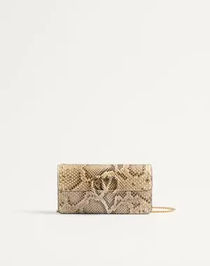 Valentino Garavani Vlogo Signature Python Chain Wallet - Cream