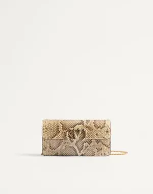 Valentino Garavani Vlogo Signature Python Chain Wallet - Cream