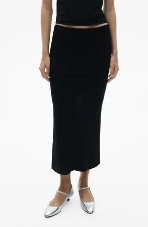 Mango Ribbed Midi Skirt