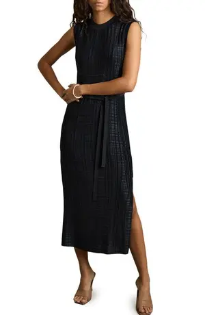 REISS Jules Sleeveless Textured Midi Dress