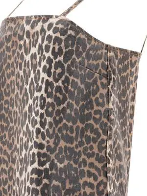 GANNI Leopard Print Lamé Dress - Brown