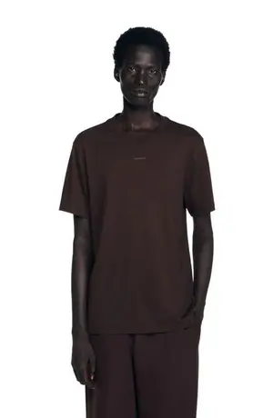 Sandro Cotton T-shirt With Logo Chocolate