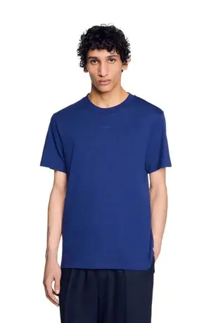 Sandro Cotton T-shirt With Logo - Royal Blue
