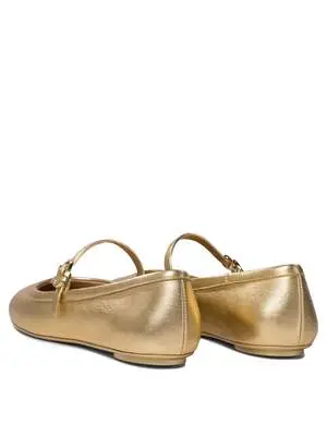 GIANVITO ROSSI Carla Mary Jane Ballerinas - Gold