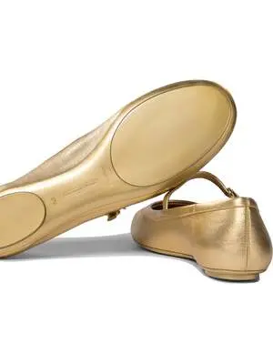 GIANVITO ROSSI Carla Mary Jane Ballerinas - Gold