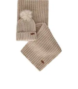 Barbour Beanie And Scarf Set - Beige