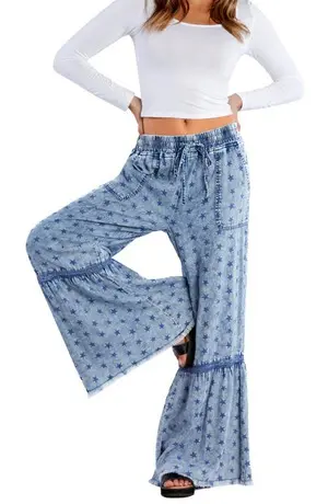 BILLY T Drawstring Waist Tiered Denim Pants - Star Rizz