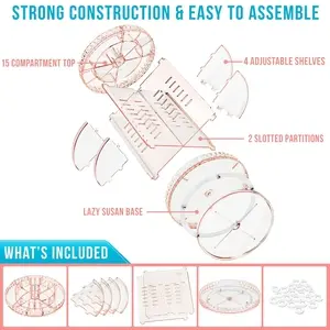 SORBUS 360 Rotating Makeup Organizer - Pink