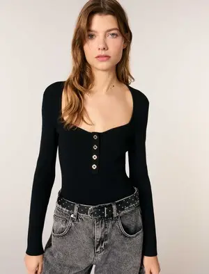 Maje Viscose Rib Knit Jumper