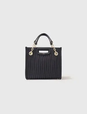 Maje Mini Quilted Leather Tote Bag With Chain Strap - Black