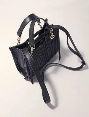 Maje Mini Quilted Leather Tote Bag With Chain Strap - Black