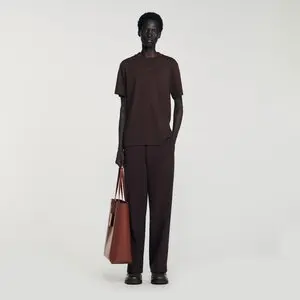 Sandro Cotton T-shirt With Logo - Chocolate