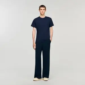 Sandro Cotton T-shirt With Logo - Midnight Blue