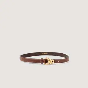 Sandro Slim Leather Belt - Brown