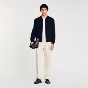 Sandro Double-faced Wool Varsity Jacket - Black