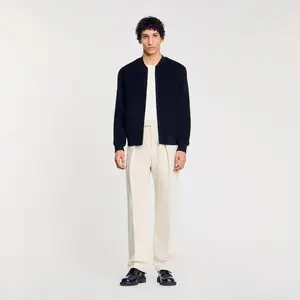 Sandro Double-faced Wool Varsity Jacket - Black