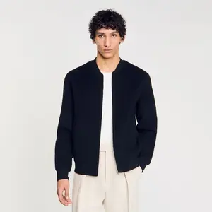 Sandro Double-faced Wool Varsity Jacket - Black