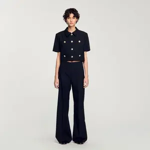Sandro Wide-leg Wool-blend Suit Trousers