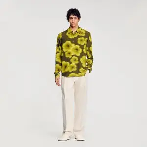 Sandro Loose-fit Floral Shirt Super Green