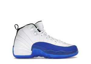 JORDAN 12 Retro Grade School Sneakers - White/black/game Royal