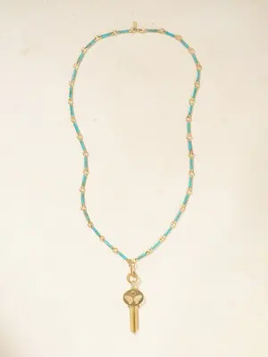 FOUNDRAE Reverie 18-karat Gold, Turquoise And Diamond Necklace - Blue