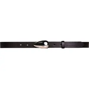 BLACK SUEDE STUDIO Bean Leather Belt - Black Leather / Silver
