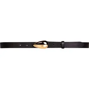 BLACK SUEDE STUDIO BLACK SUEDE STUDIO Bean Leather Belt Black Leather/gold