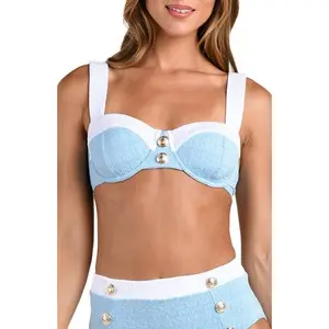 L'Agence Alexandria Colorblock Bikini Top - Powder Blue