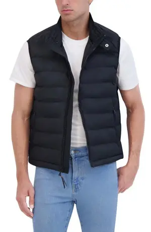 Robert Graham Water Resistant Quilted Puffer Vest - Black