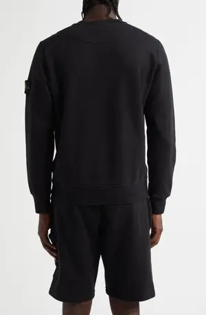 Stone Island Compass Logo Patch Fleece Sweatshirt - Black