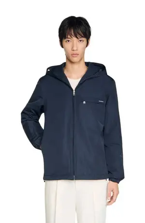 Sandro Nylon Windbreaker - Navy Blue