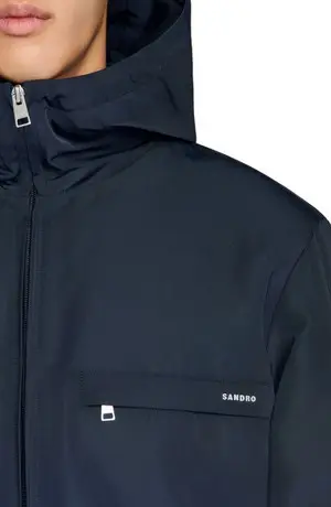 Sandro Nylon Windbreaker - Navy Blue