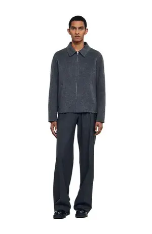 Sandro Double-faced Wool Jacket - Dark Grey