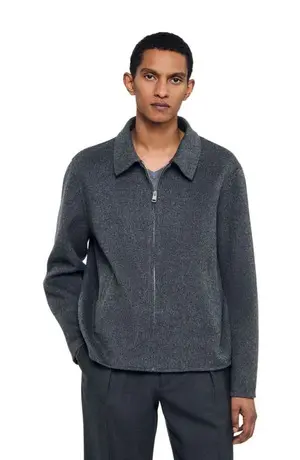 Sandro Double-faced Wool Jacket - Dark Grey