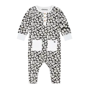 MIXED UP CLOTHING Baby Jumpsuit Romper - Black/white/hello