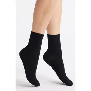 Nordstrom Ribbed Cotton Blend Crew Socks - Black