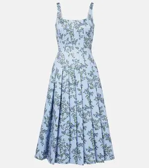 EMILIA WICKSTEAD Adele Floral Pleated Midi Dress