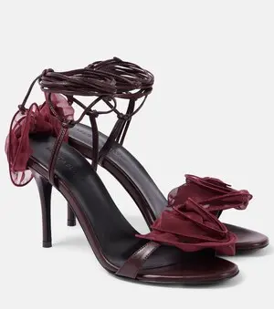 Magda Butrym 90 Floral-appliqué Leather Sandals - Burgundy