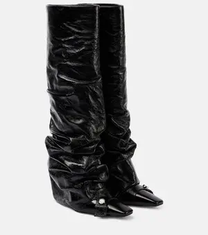 Attico Juno 95 Leather Knee-high Boots - Black