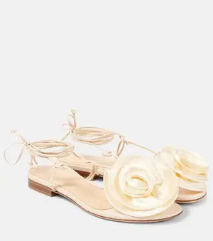Magda Butrym Floral Leather Sandals - White