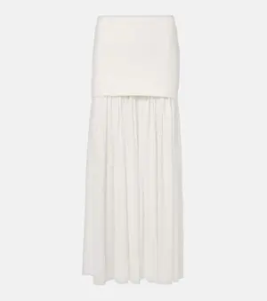 White Pleated Maxi Skirts