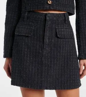 SELF-PORTRAIT Textured Denim Mini Skirt