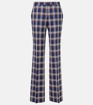 Etro Checked Wool Wide-leg Pants
