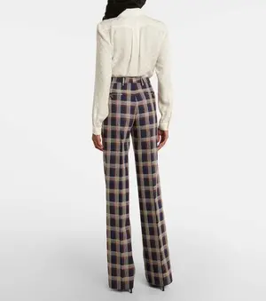 Etro Checked Wool Wide-leg Pants