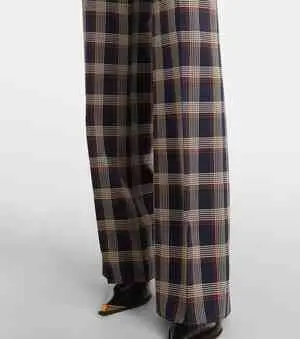 Etro Checked Wool Wide-leg Pants