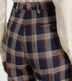 Etro Checked Wool Wide-leg Pants